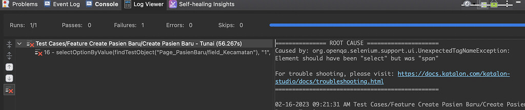 Element should have been "select" but was "span" - Katalon Studio - Katalon Community