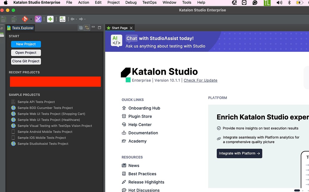 Unable to start application in katalon - Katalon Studio - Katalon Community