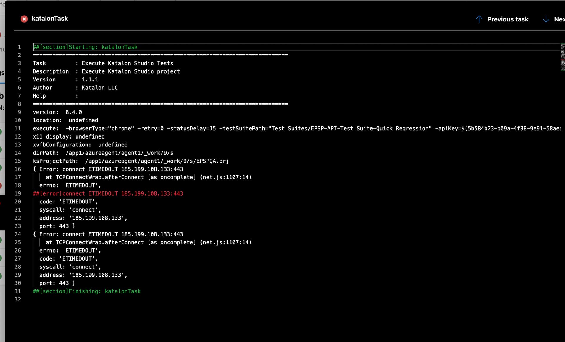 Azure DevOps Katalon plugin - Execution Timeout errors - Katalon Studio ...
