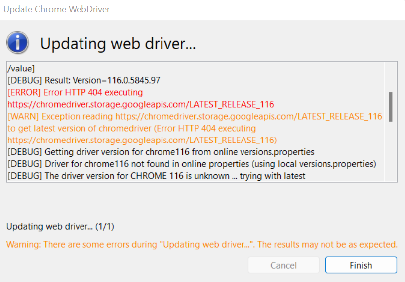 As of Chrome 115, Tools > Update WebDrivers > Chrome no longer works - #21 by joe.bransby1 ...