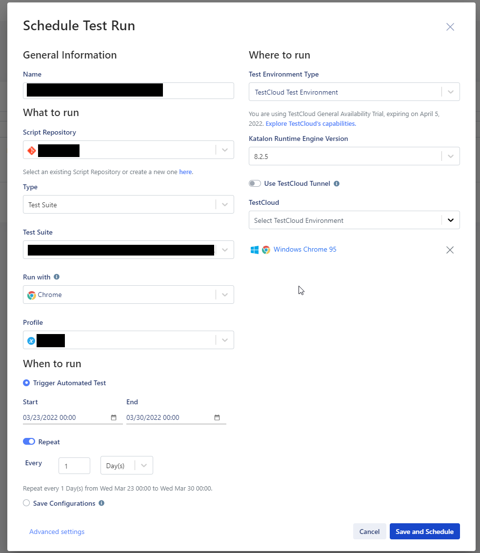 Is it possible to change the Time Running of a scheduled Test Run ...