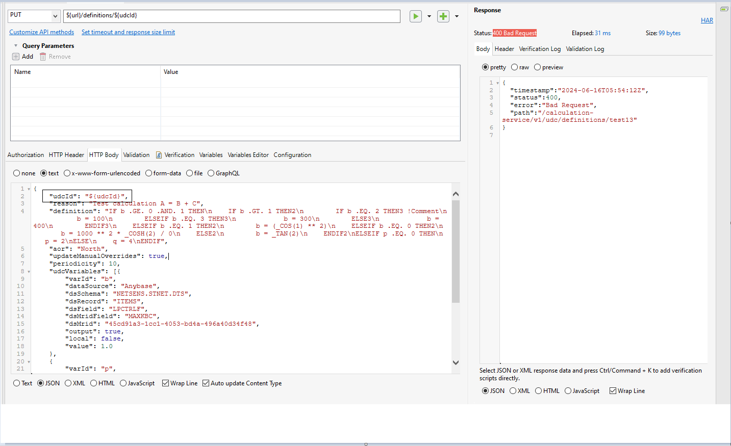 Getting 400 Bad Request If Using Variables But Fine With Hard Coded