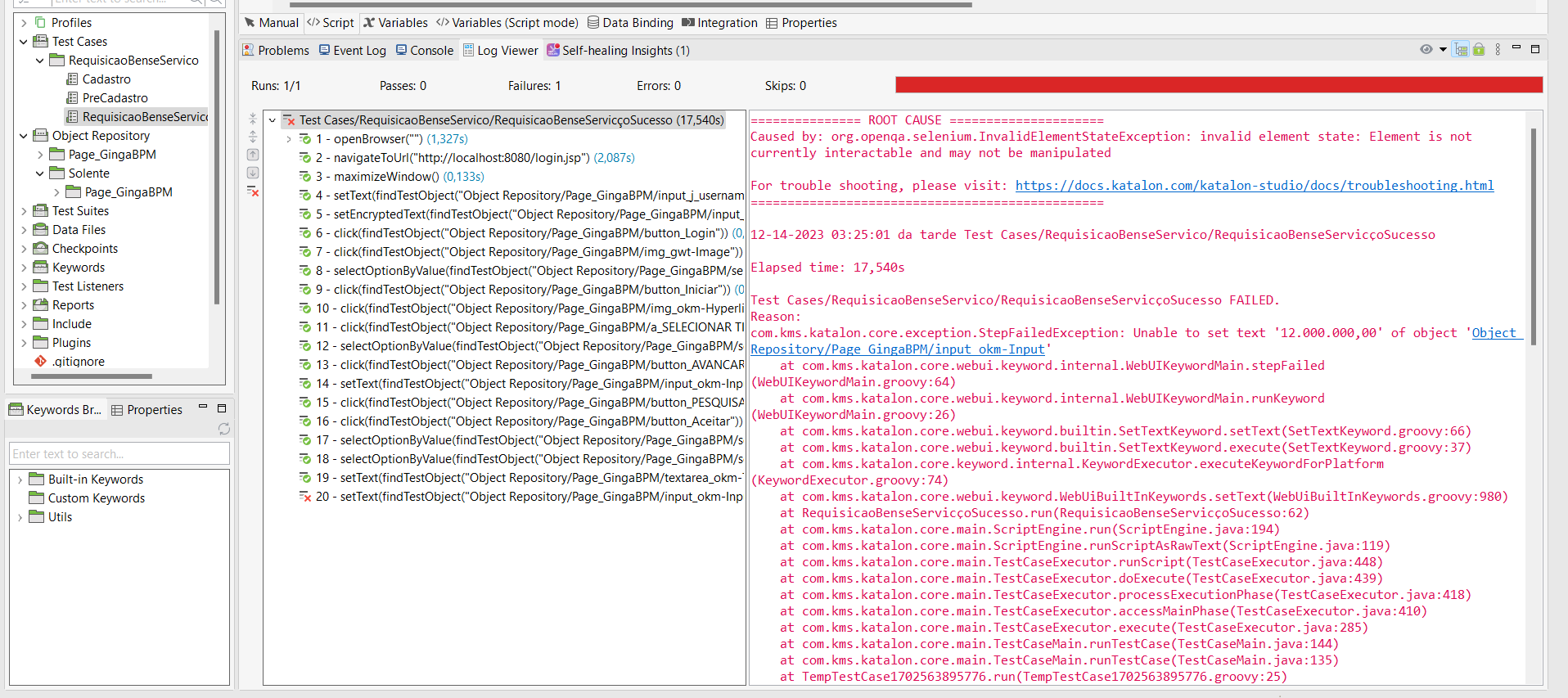 InvalidElementStateException - Katalon Studio - Katalon Community
