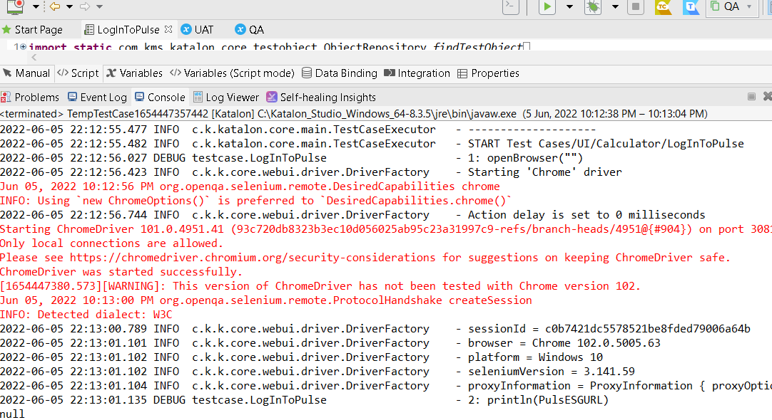 Returning null while reading profile variables - Katalon Studio - Katalon Community