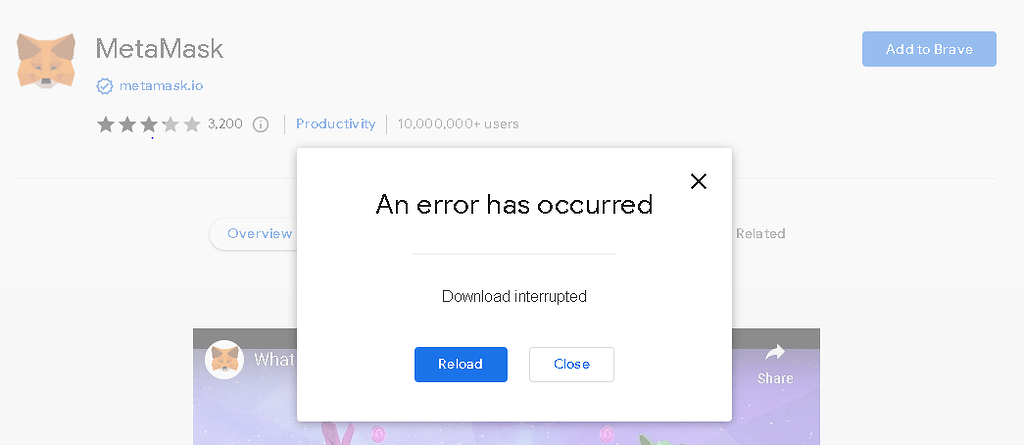 Error Downloading Metamask wallet - General - MetaMask