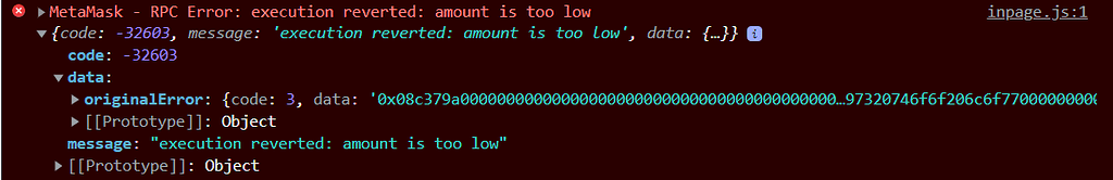 How to get the RPC Error : Eexecution reverted message? - Developer Discussion - MetaMask