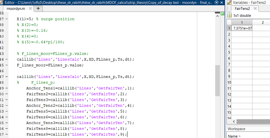 Moordyn coupled with MATLAB - Computer-Aided Engineering Software Tools - NREL Forum