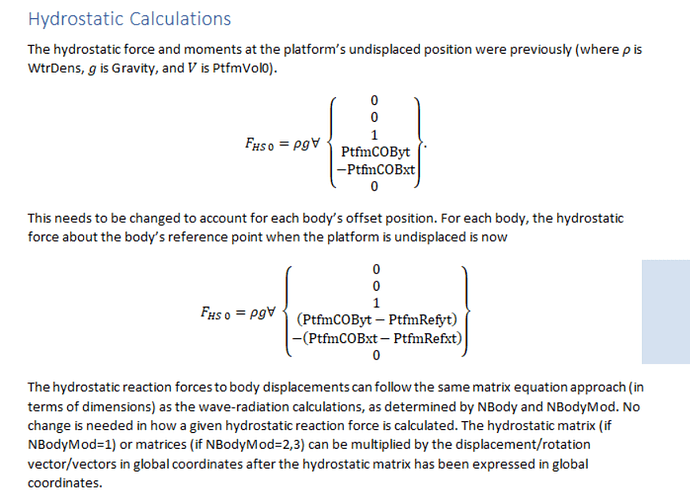 Hydrostatic restoring matrix - NREL Forum