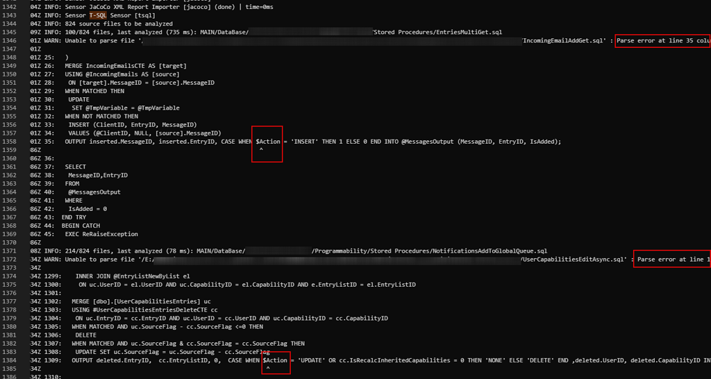 Parse error with T-SQL plugin in sonar scanner for SQL files - SonarQube Server / Community ...