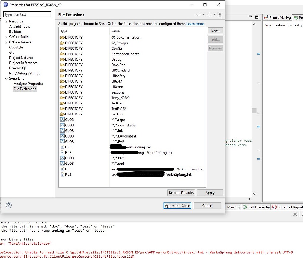 Select source file folder and File Excludes - Eclipse - Sonar Community