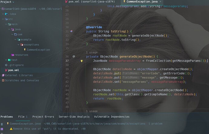 S1874 FP "@Deprecated" code should not be used java:S1874, in ObjectNode - Report False-positive ...