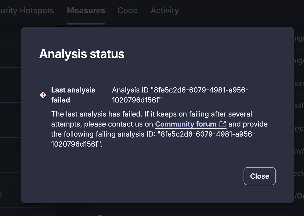 Last Analysis has failed - SonarQube Cloud - Sonar Community