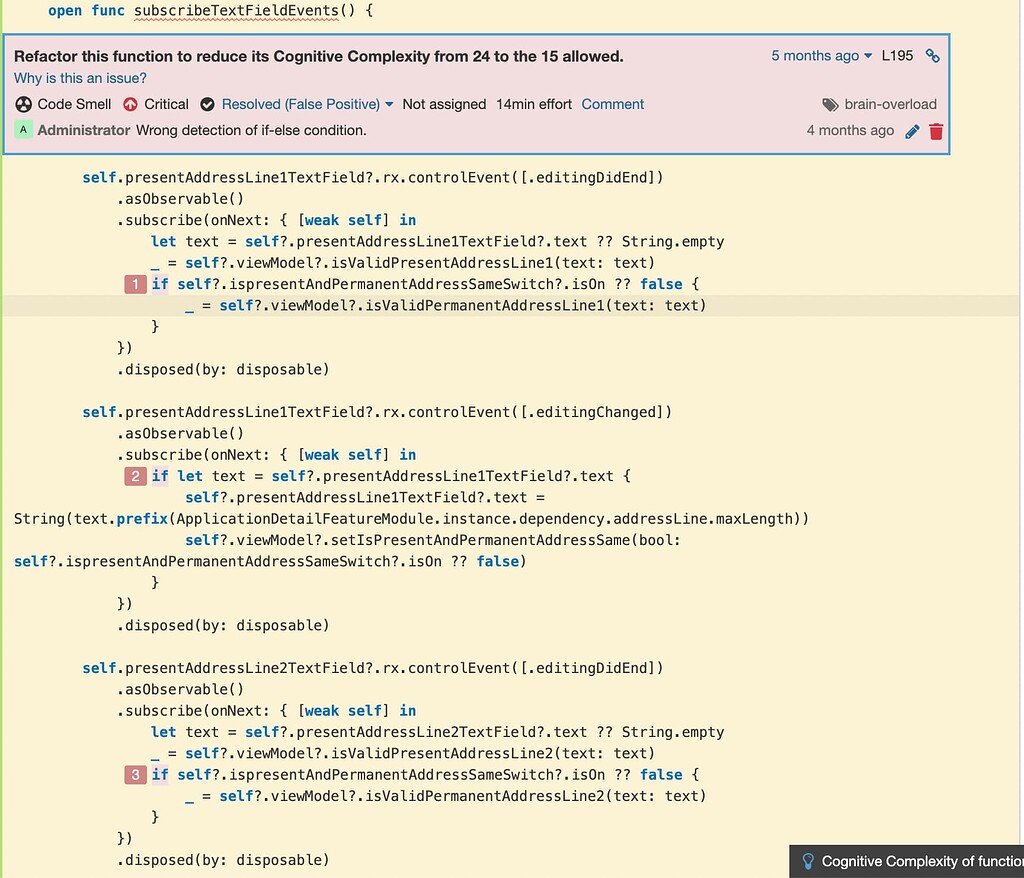 Wrong detection of Cognitive Complexity - SonarQube Server / Community Build - Sonar Community