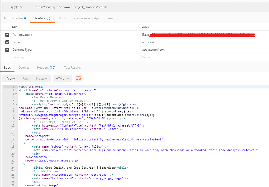Web APIs with Postman error - SonarQube Server / Community Build - Sonar Community