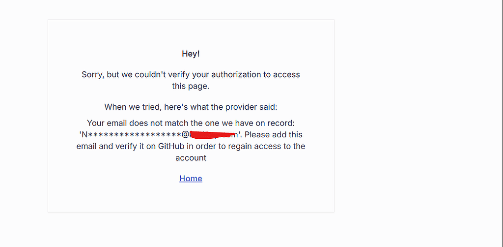 Login with Github - Error - Your email does not match the one we have ...