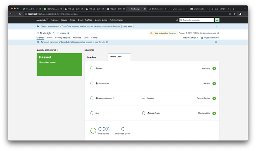Result is not updated in sonarqube dashboard (EXECUTION SUCCESS ...