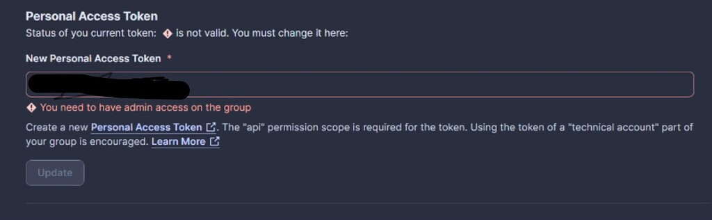 Error Adding GitLab Personal Access Token: 'Admin Access on Group' Required Despite Owner Status ...