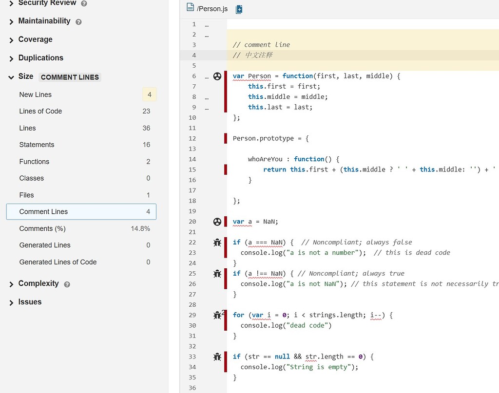 What is the standard for a js project comment line? - SonarQube Server / Community Build - Sonar ...