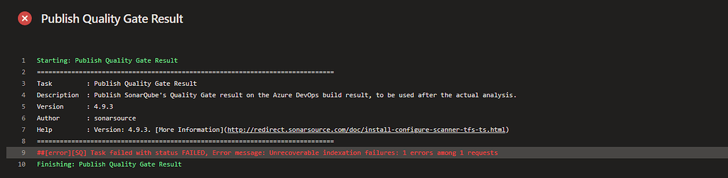 Sonarqube - Azure Devops task Publish Quality Gate Result task is failing - SonarQube Server ...