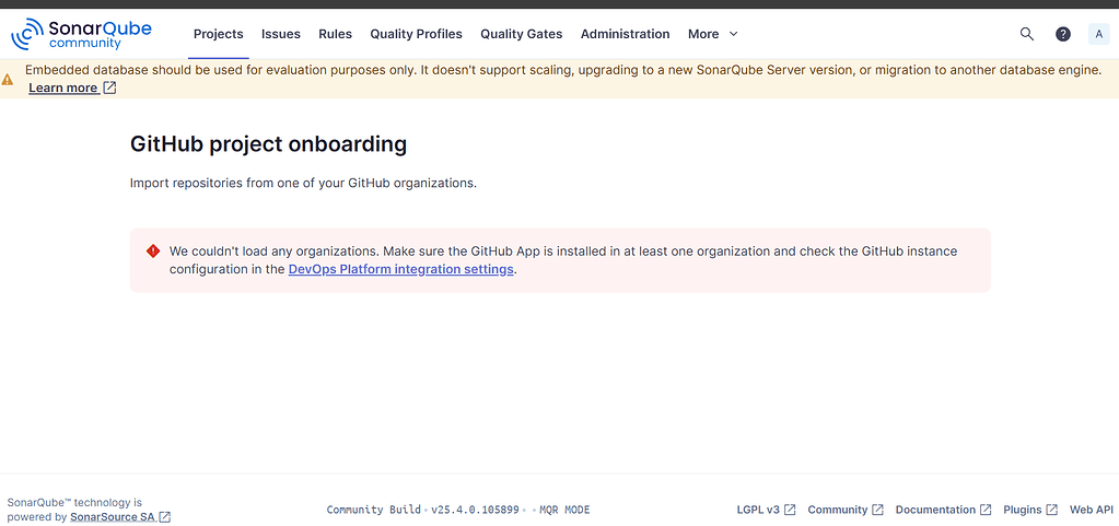 Unable to Import GitHub Projects – "We couldn't load any organizations" - SonarQube Server ...