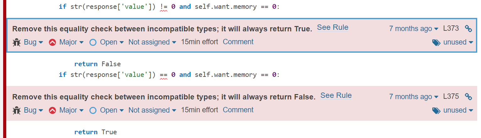 2 rules added to Python analysis to detect constant boolean expressions ...