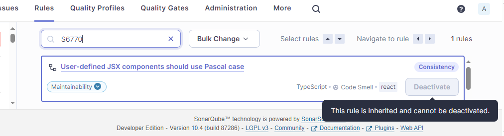 Disable TypeScript rules in build - SonarQube Server / Community Build ... Disable TypeScript rules in build - SonarQube Server / Community Build ...