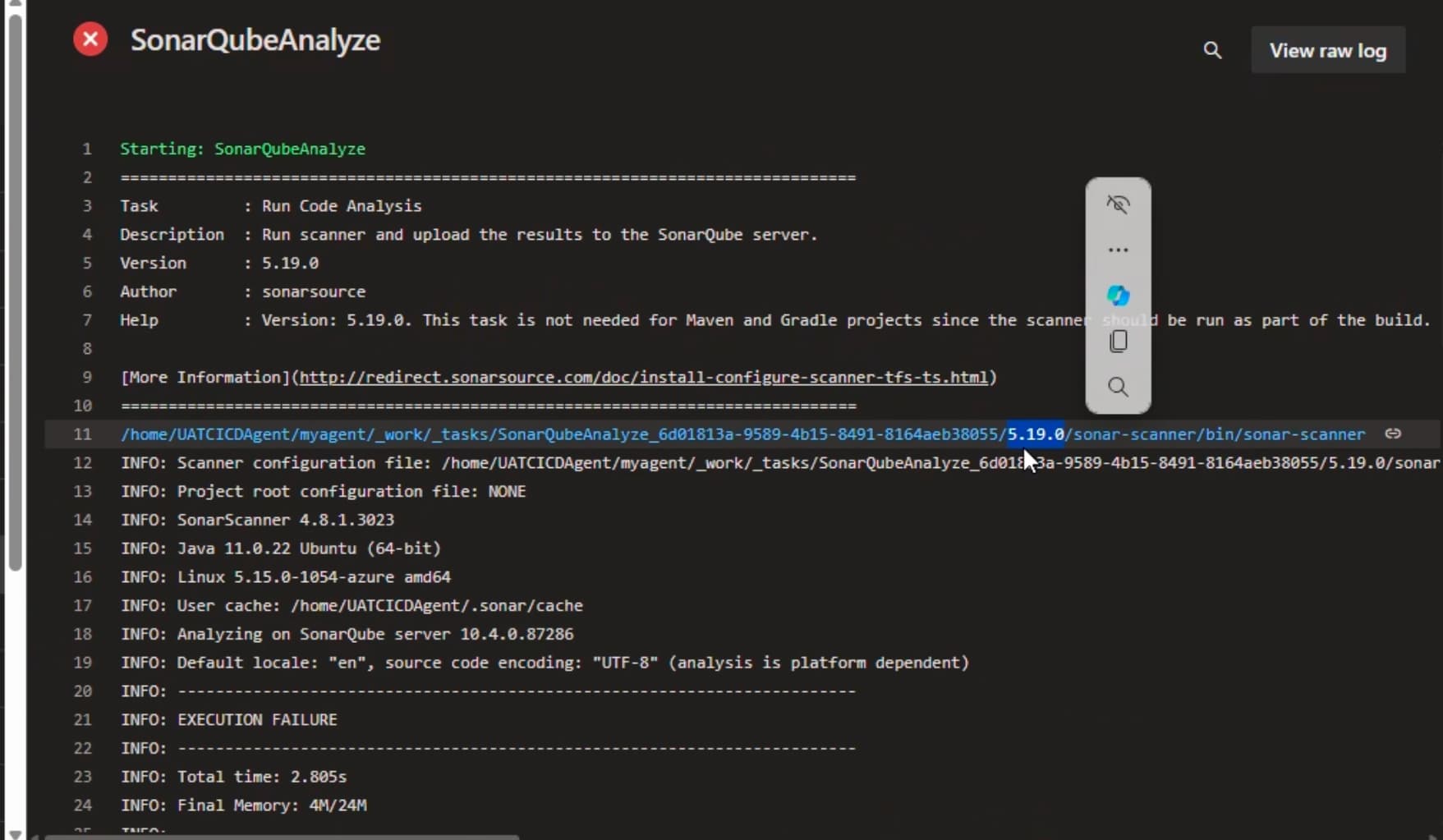 Having issues when try to integrate with Azure devops extension 5.19.0 ...