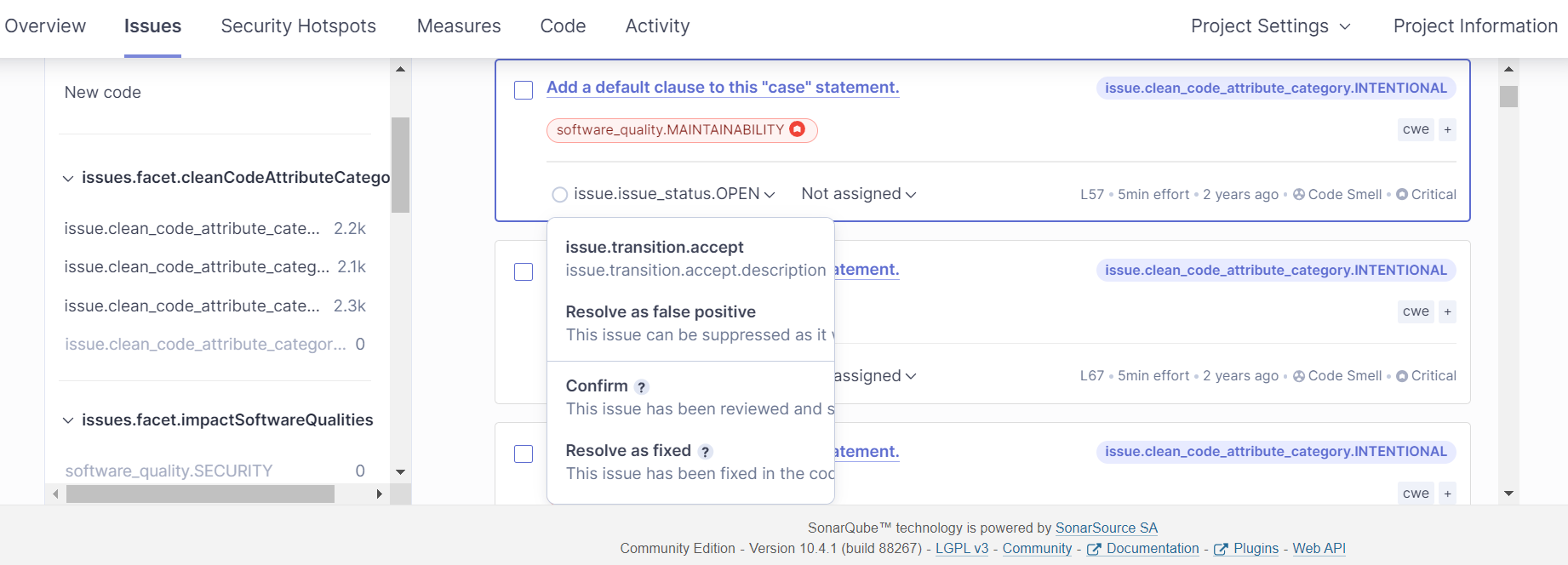 The option string in the web interface cannot be displayed properly but parameters - SonarQube ...