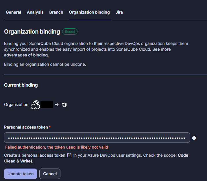 MonoRepo analyses fails after Azure Devops Organization binding issues ...