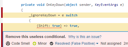 False positive with C# switch expression patterns? - SonarCloud - Sonar ...