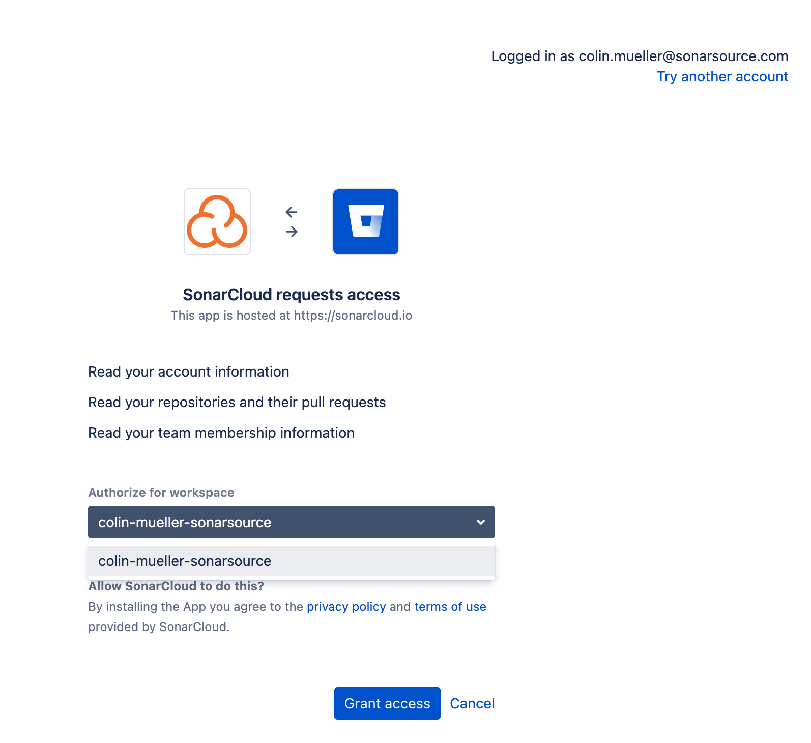 Bind new organization to Bitbucket - SonarQube Cloud - Sonar Community