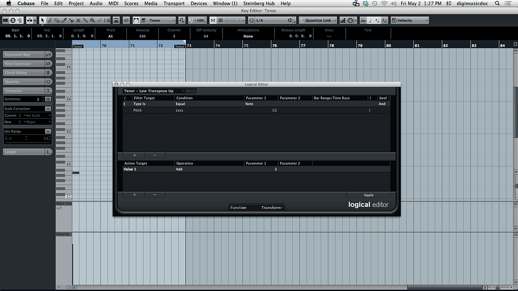 Logical Editor Transpose - Cubase - Steinberg Forums