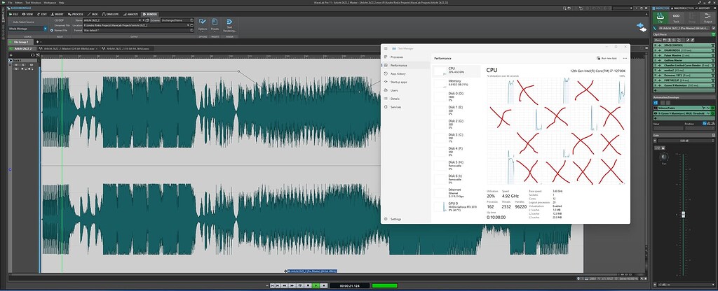 WaveLab 11 Pro CPU multi-threaded performance on Windows 11 and 12th ...