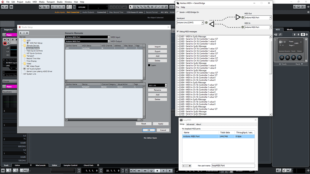Cubase Sending Random Midi Messages To Arduino Controller Steinberg Lounge Steinberg Forums