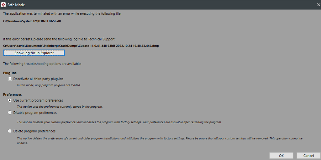 Kernelbase.dll error - Cubase - Steinberg Forums