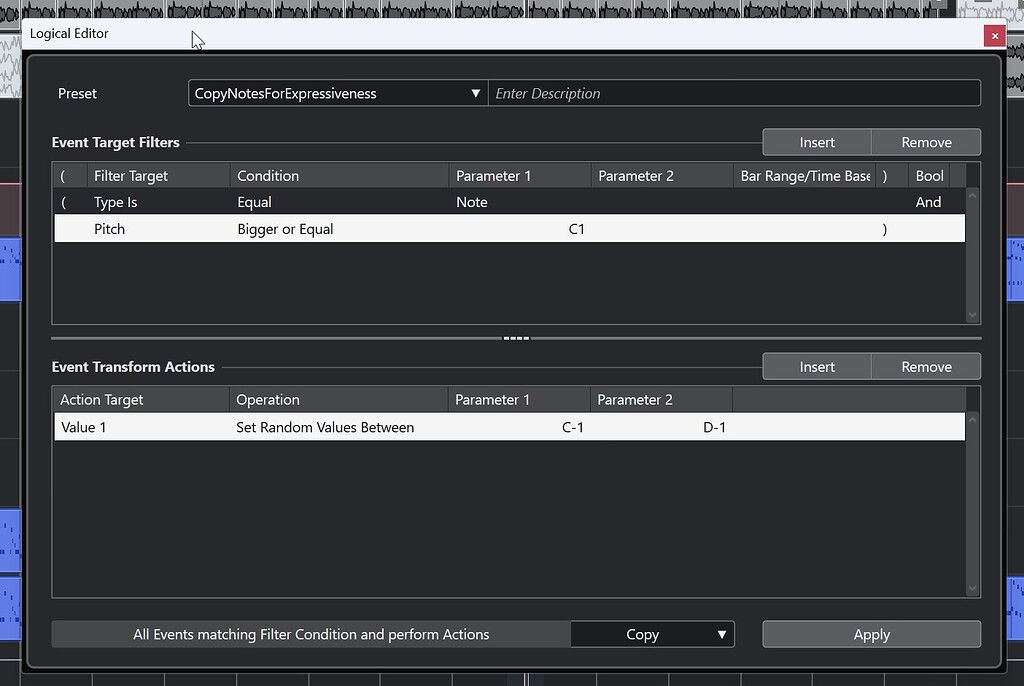 Logical Editor Not Behaving As Expected When Using Copy Function Cubase Steinberg Forums