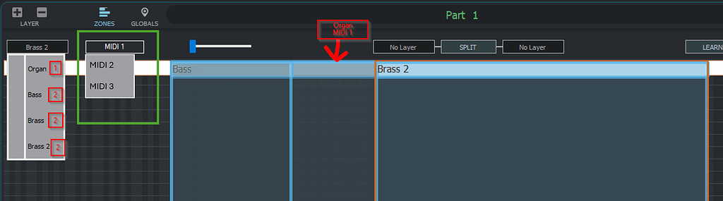 Filteringselection The Midi Input In Layers Zones View Vst Live