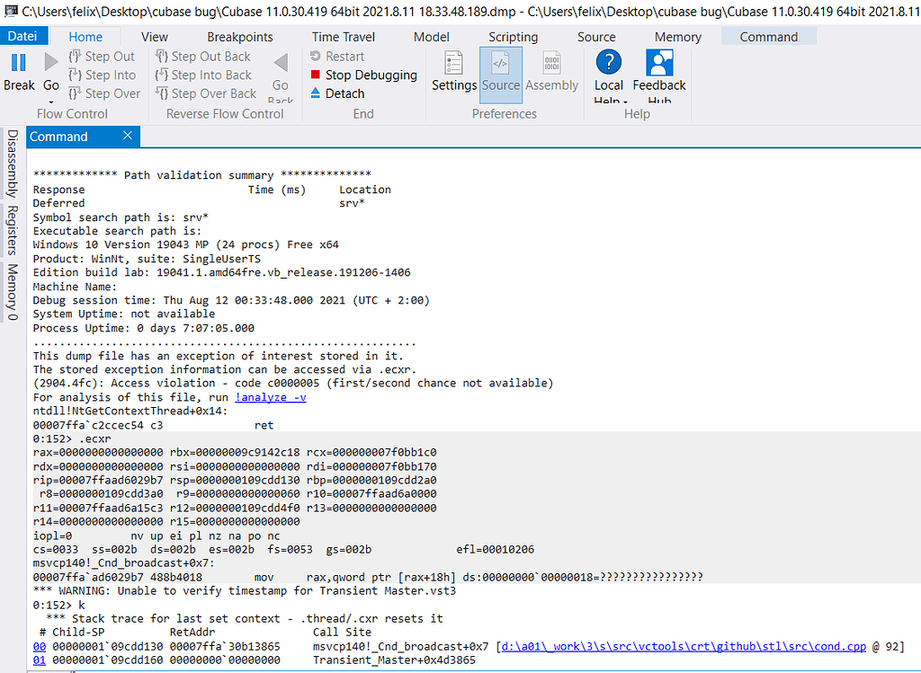 How to analyse Cubase crash dumps on Windows - Cubase - Steinberg Forums