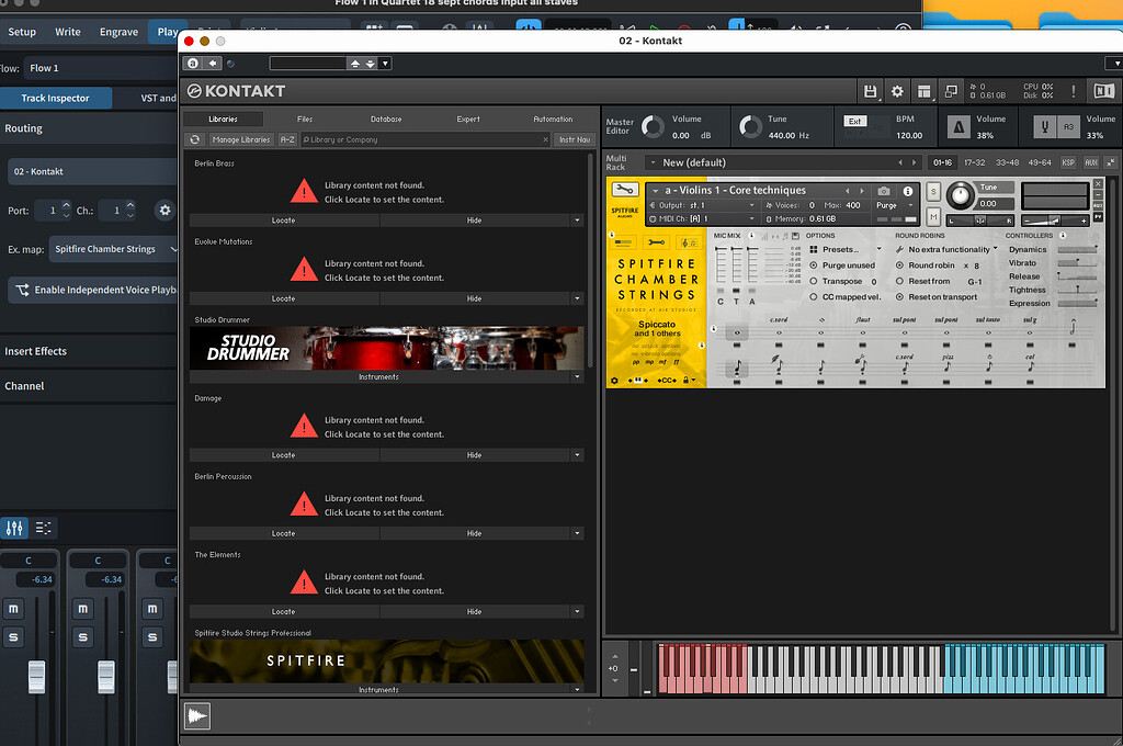 Expression Maps with Spitfire Chamber Strings /Two keyswitches selected simultaneously - Dorico ...