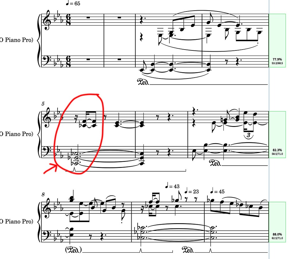 64th note grace notes heard in playback, but displayed as Dotted Half ...
