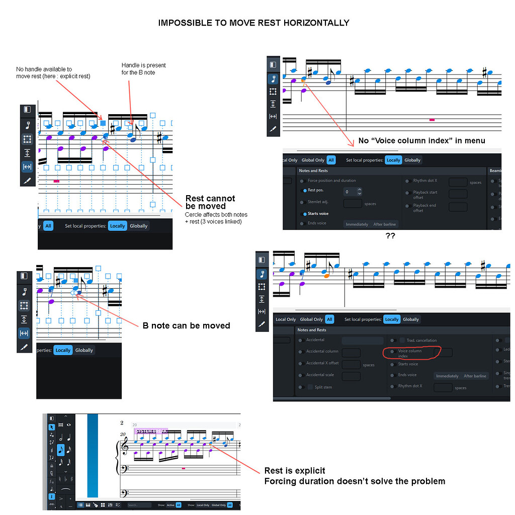 Moving an explicit rest independently horizontally (in an additional voice) - Dorico - Steinberg ...