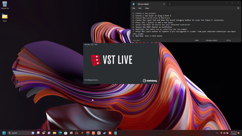 Crash from Actions & Shortcuts - VST Live - Steinberg Forums