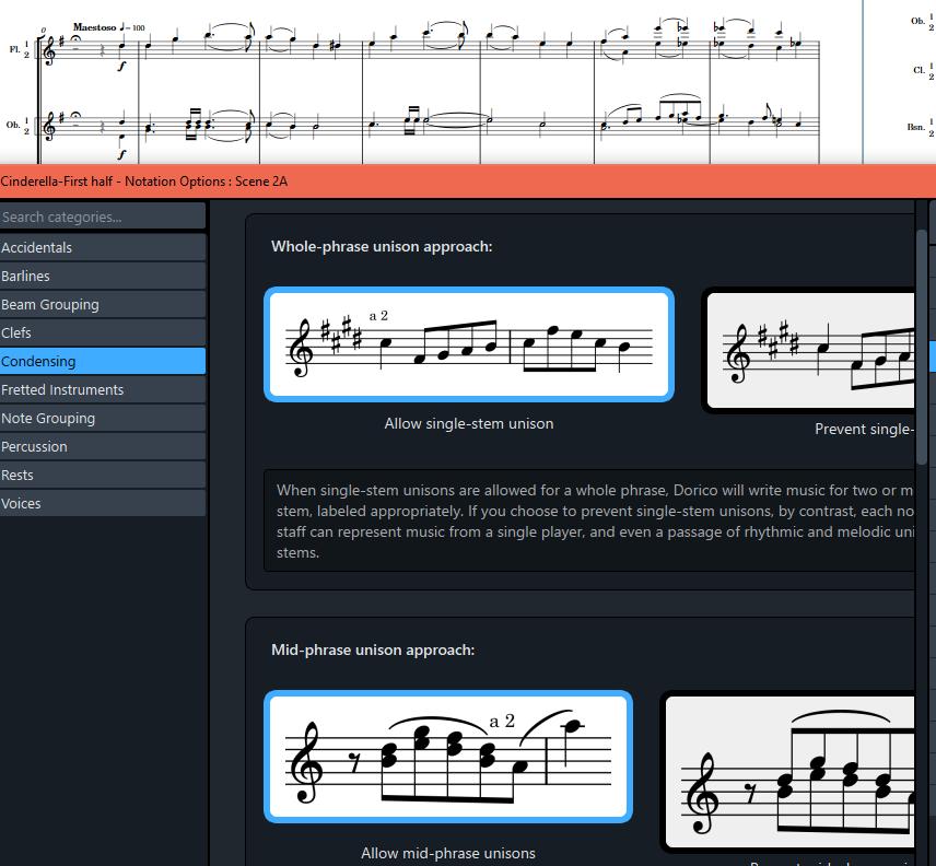 Condensing notation options unresponsive - Dorico - Steinberg Forums