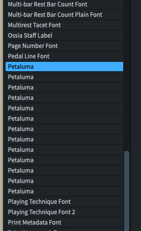 "Petaluma" listed multiple times in Edit Font Styles Dialog Box ...
