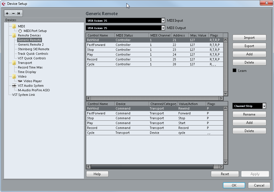 Transport with Generic Remote vs MMC - Cycle? [SOLVED] - Cubase - Steinberg Forums