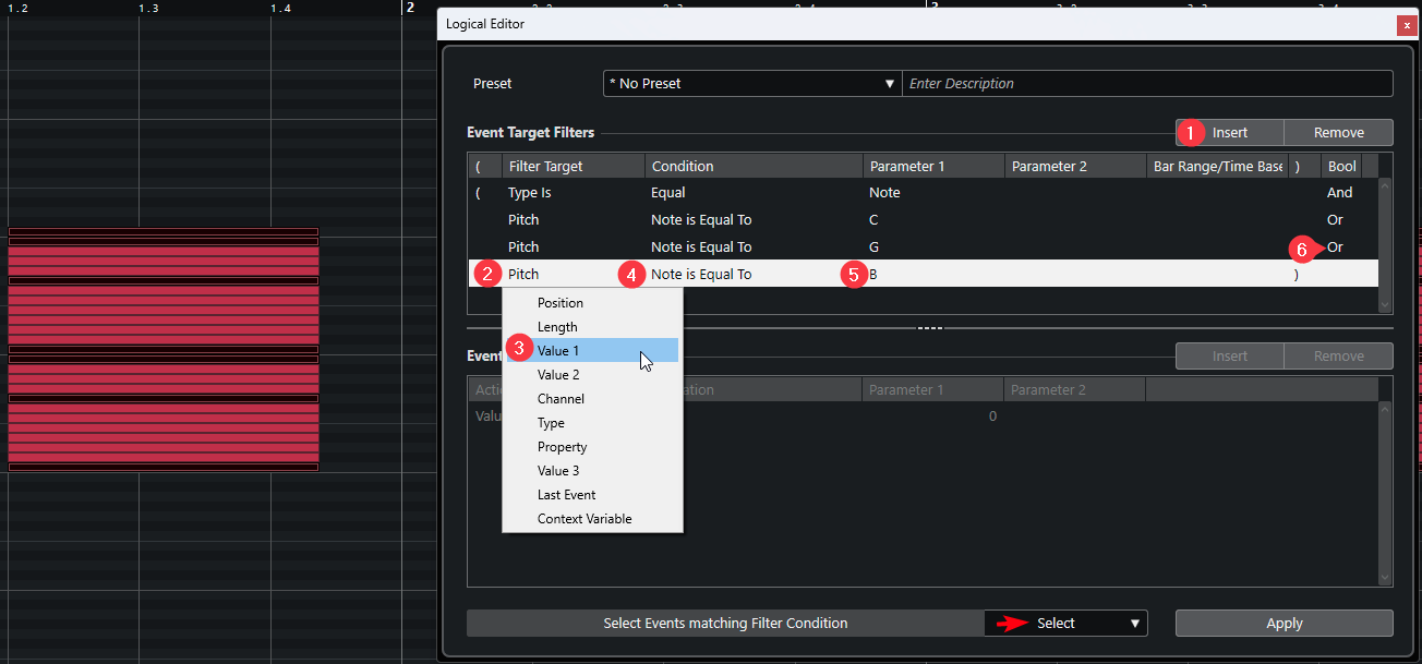 Select All Notes Of Same Pitch In Midi Eventcan Only One Pitch Be Selected At A Time Cubase 