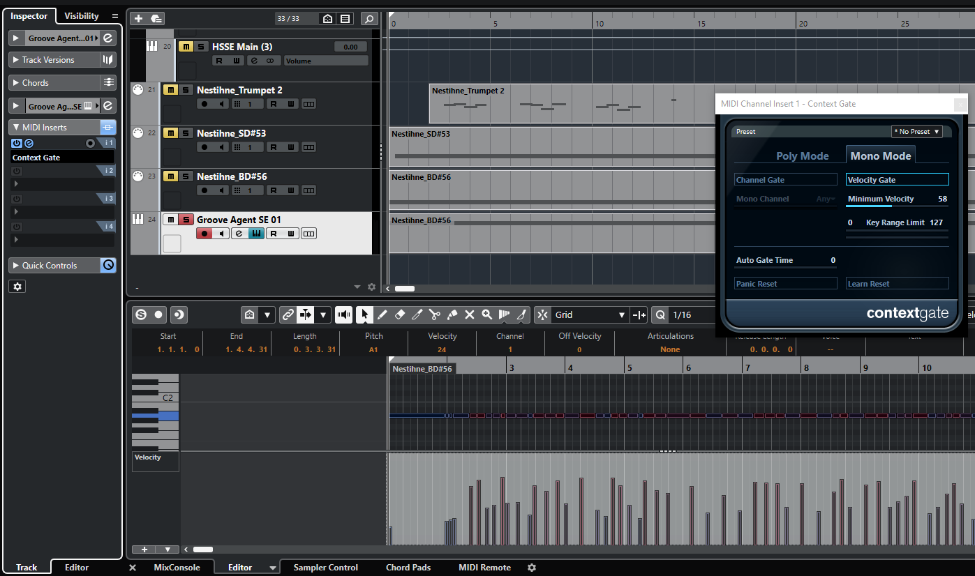 How to enable Context gate for monophonic velocity gating? - Cubase - Steinberg Forums