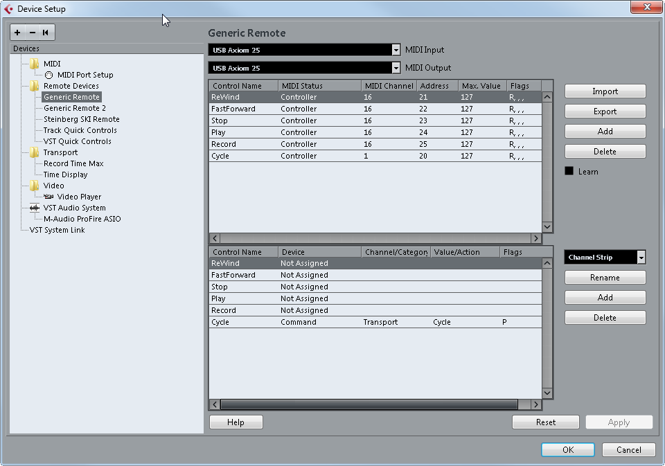 Transport with Generic Remote vs MMC - Cycle? [SOLVED] - Cubase - Steinberg Forums