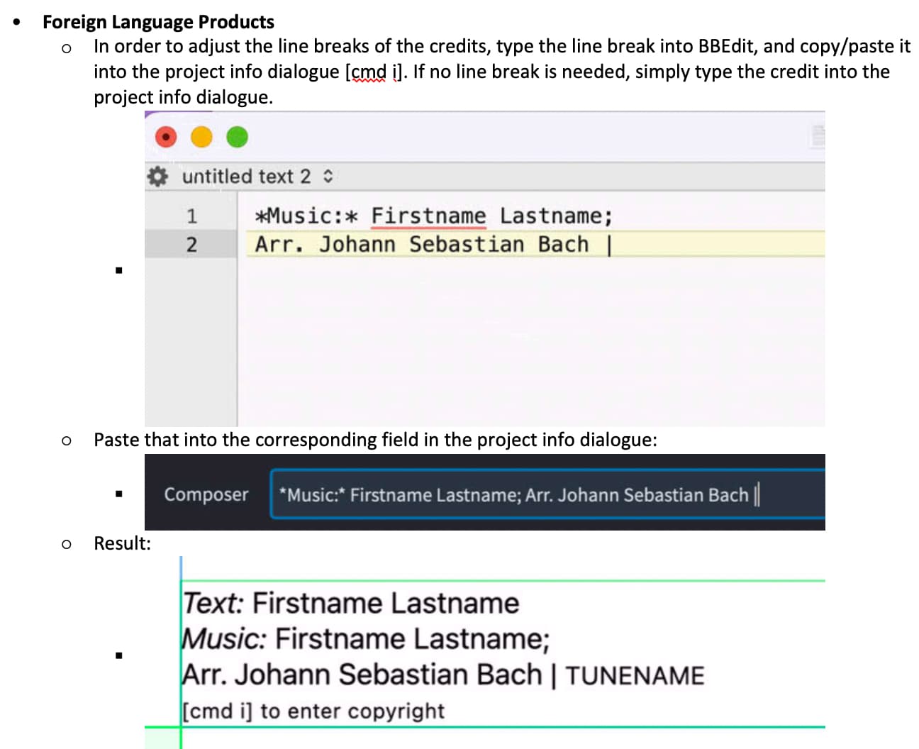 How to create line breaks directly from the project info dialogue - Dorico - Steinberg Forums
