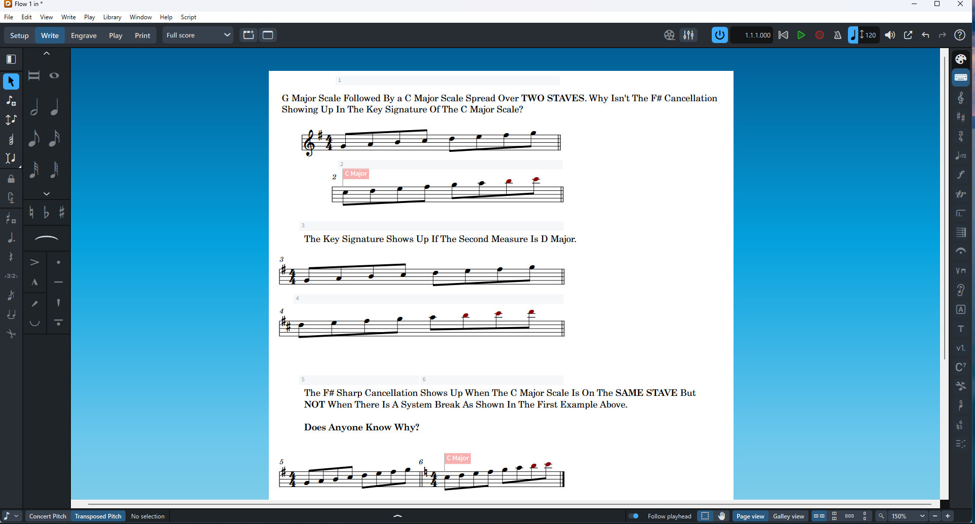 Changing The Key To C At The BEGINNING Of A Stave Does Not Show Cancellations Of Sharps/Flats ...